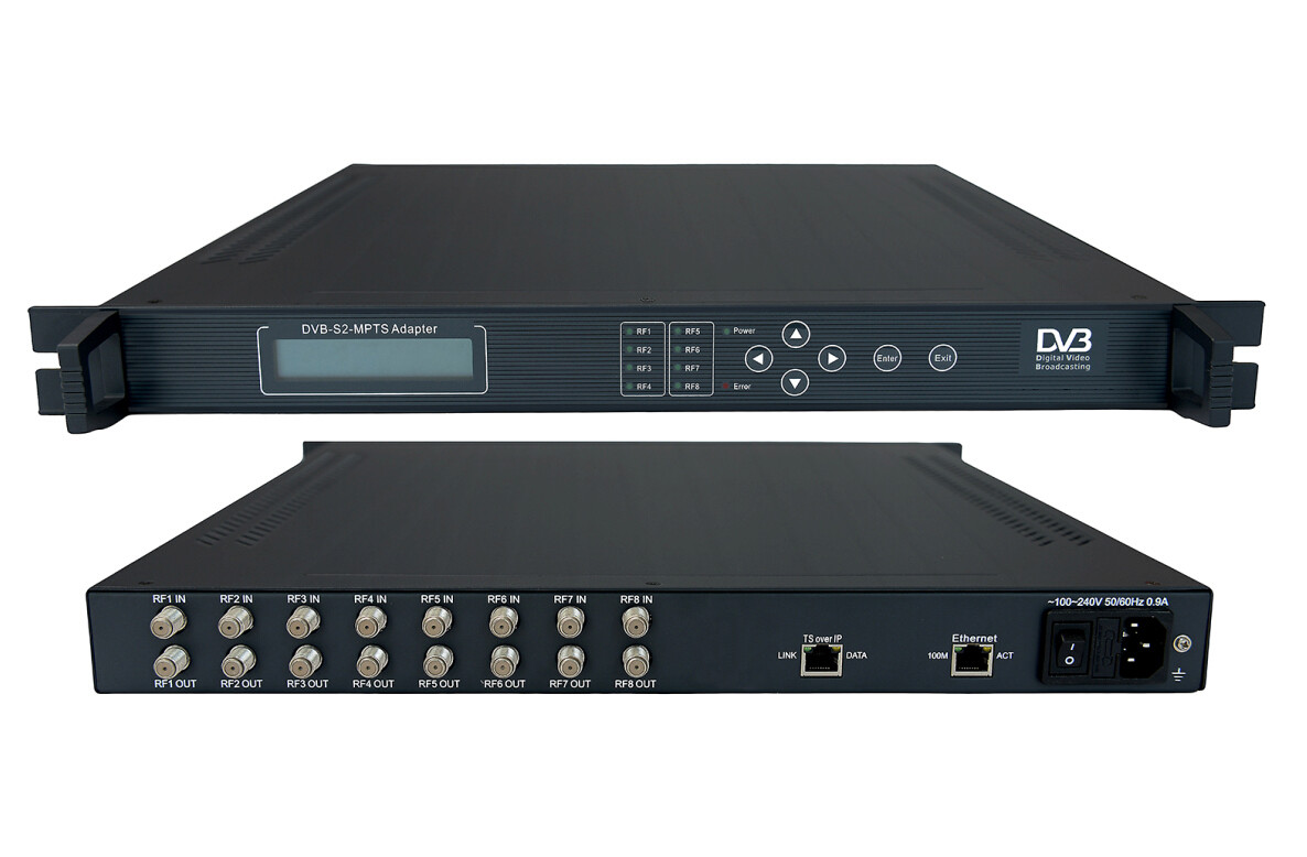 8×DVB-S/S2 to 64×SPTS IP Gateway(8*DVB-S2 in,UDP/multicast/Gigabit out)