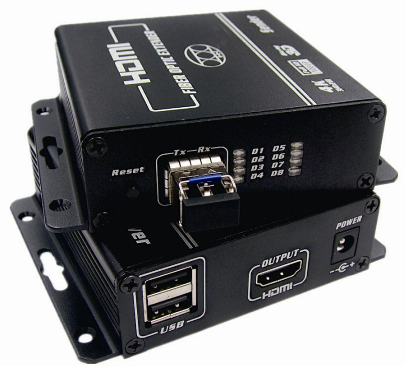 4K HDMI KVM Fiber Optic Extender with USB keyboard and mouse