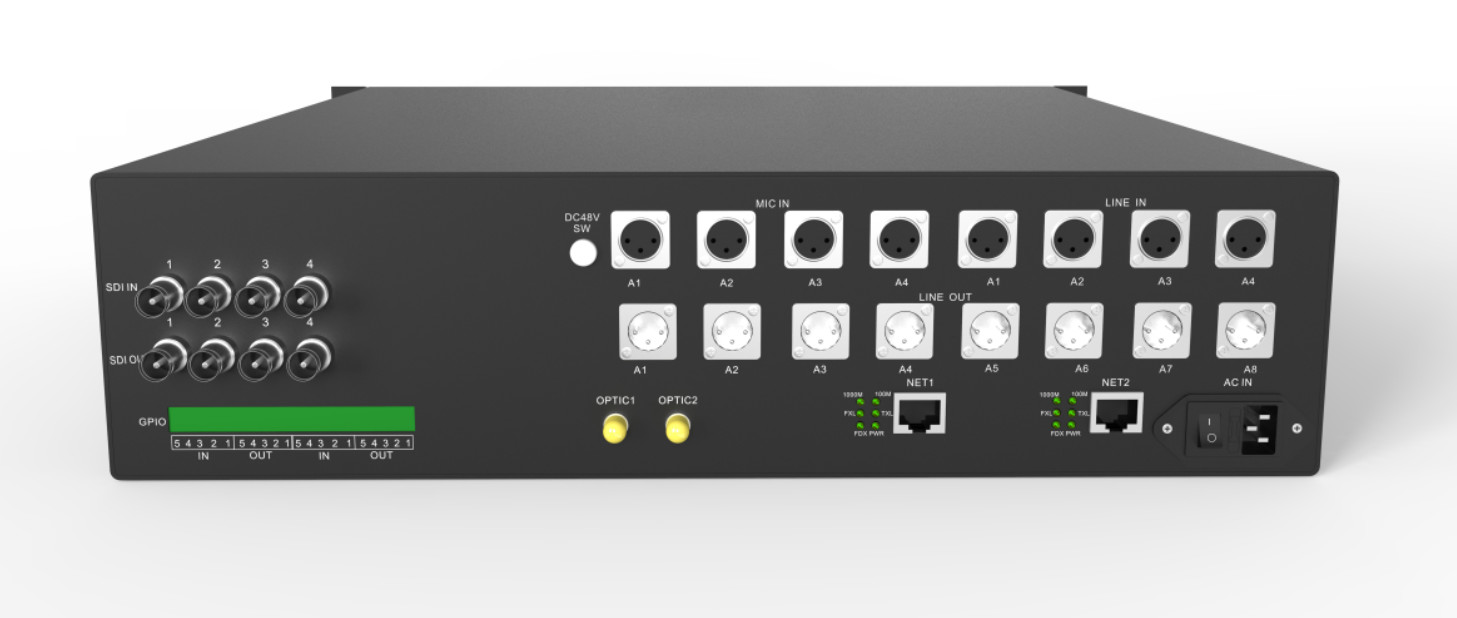 Bidirectional 3G-SDI Fiber Extender with phantom mic and line audio ...